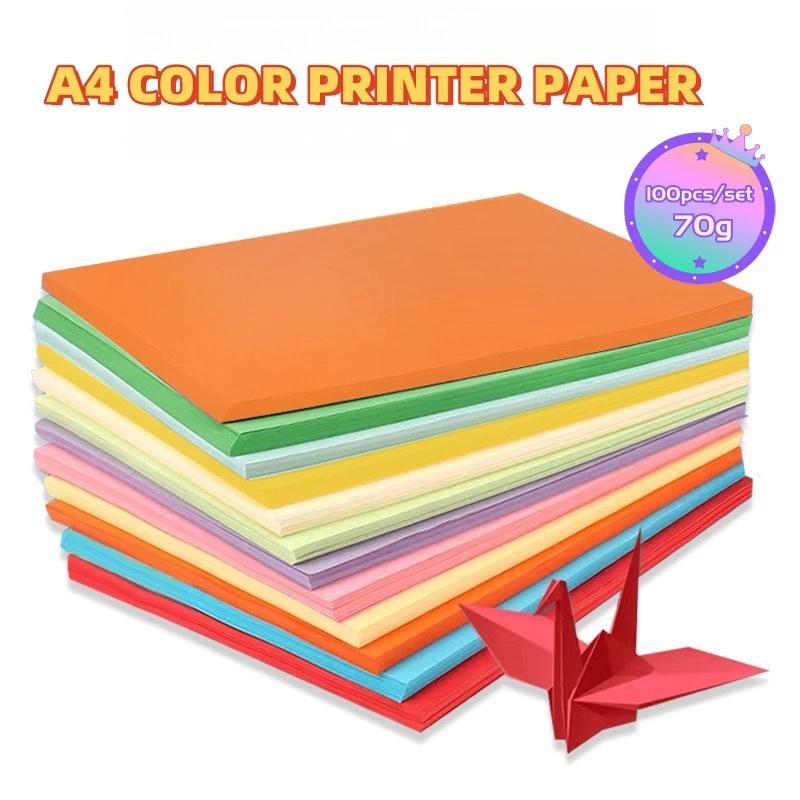 【Rad】100pcs Colored Paper A4 Size Color Paper Sheets School Supplies ...