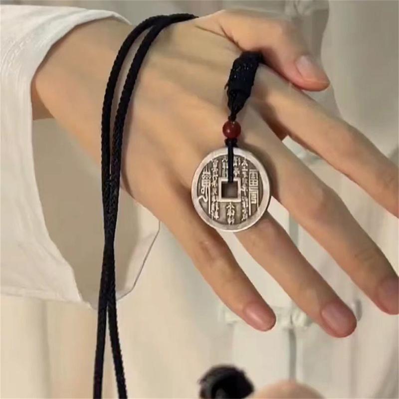 Kalung Loket Syiling, Gaya Vintaj Cina Baru, Bahan Loyang, Untuk Lelaki ...