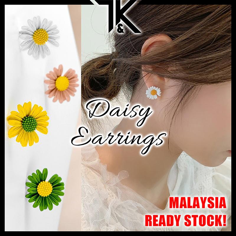 S925 Wanita Daisy Anting-anting Bunga Anting-anting Telinga Subang ...