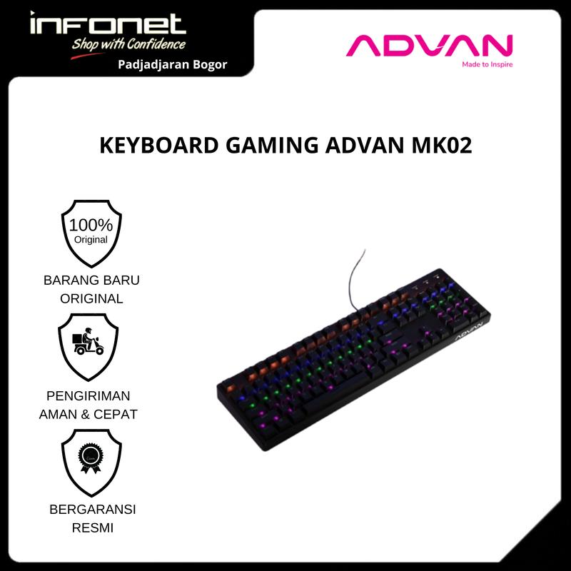 MECHANICAL KEYBOARD ADVAN MK02 GAMING KEYBOARD 104 KEYS TKL RGB LIGHT ...