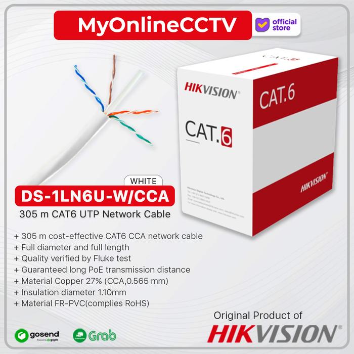 Promo DS-1LN6U-W/CCA Cat6 Hikvision Kabel LAN CCTV UTP Cat 6 305 Meter ...