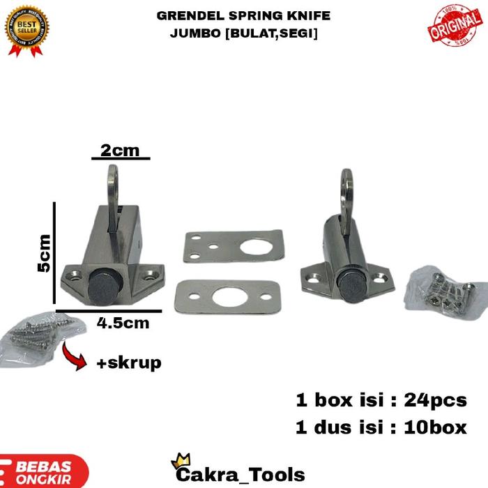 Jual Grendel Spring Knife Jumbo Jendela Kunci Slot [Bulat 808 - Segi ...