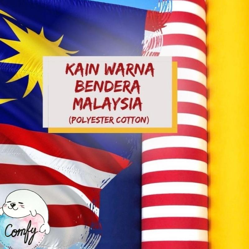 (Kain Polyester) Kain Warna Plain & Jalur Merah Bendera Malaysia ...