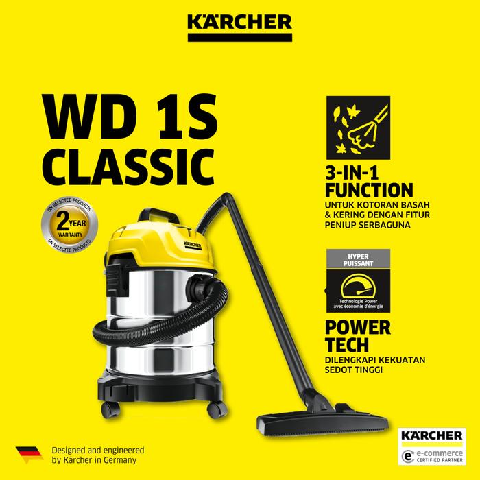 Promo Karcher WD 1S Classic *KAP 1300 Watt Vacuum Cleaner Wet & Dry ...