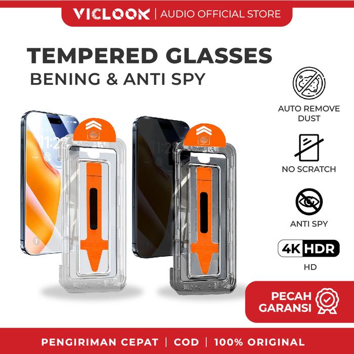 Promo VICLOOK Easy Install Tempered glass Anti SPY HD Clear Fit for ...