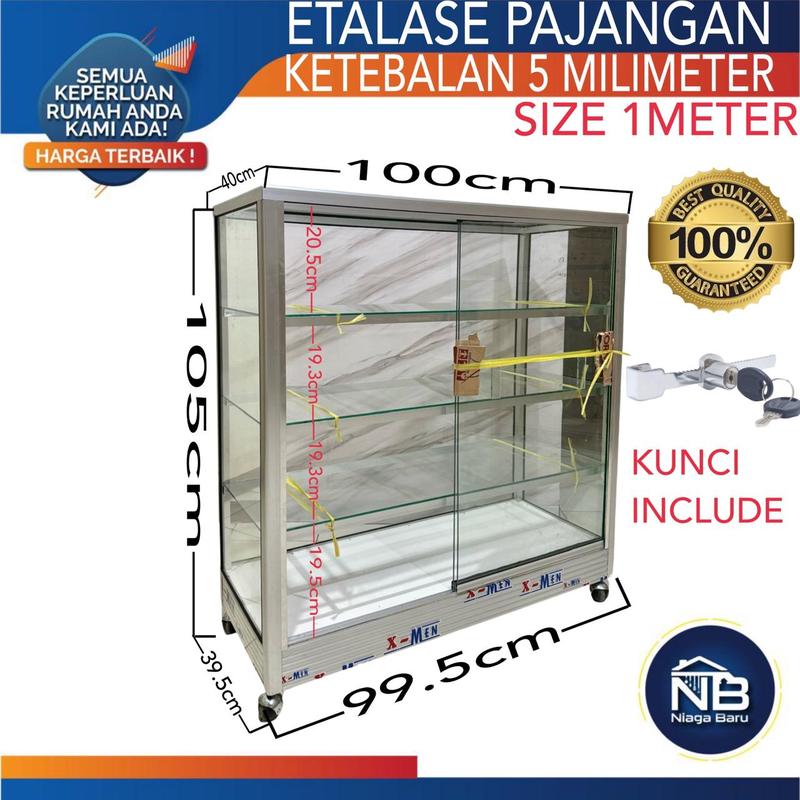 RAK Etalase Kaca 1 Meter (100cm) TEBAL KACA 5 MM RODA KHUSUS - Shop ...