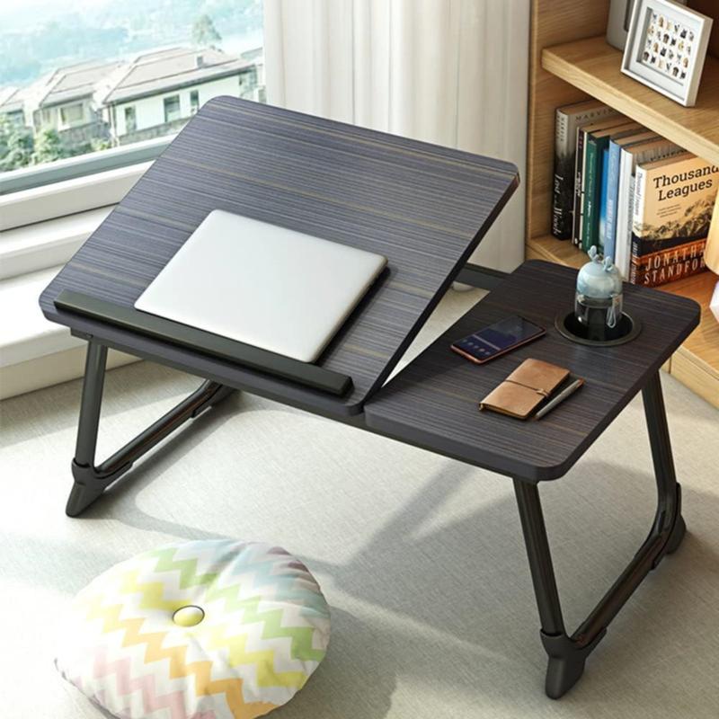 Foldable Laptop Table with Tablet Holder, Multi-purpose Portable Table ...