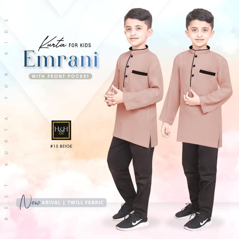 * New Arrival * Kurta Emrani Kanak-Kanak Lelaki Plain with front ...