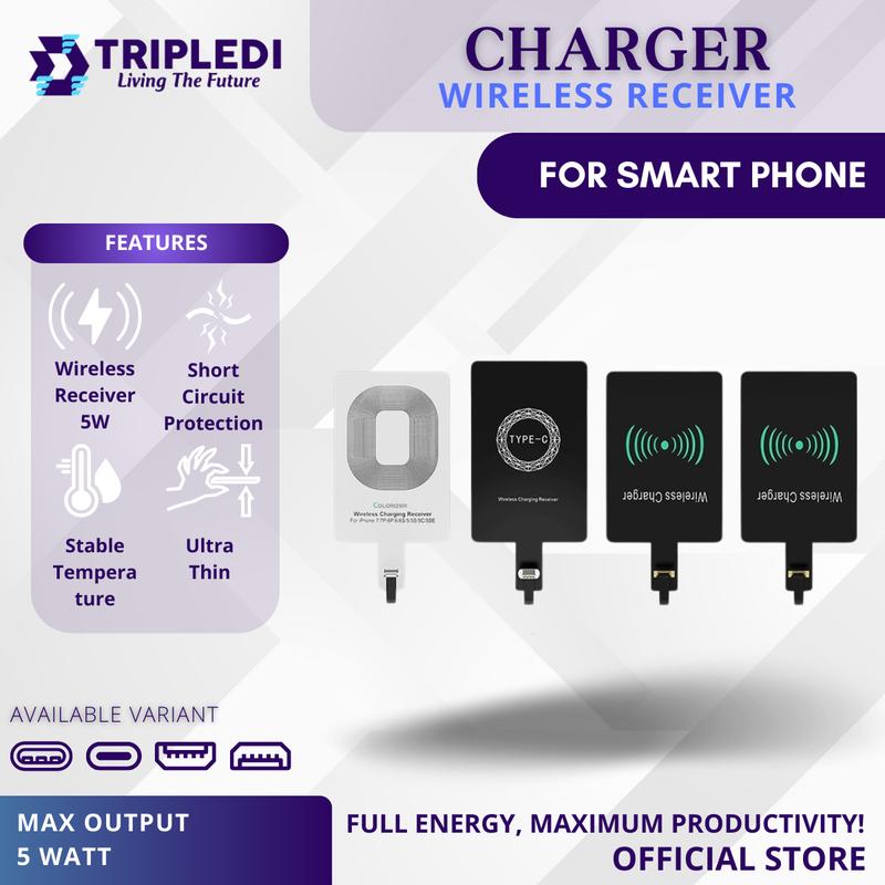 TRIPLEDI Wireless Charger Receiver Qi Fast Charging Adapter 5W Pengisi ...