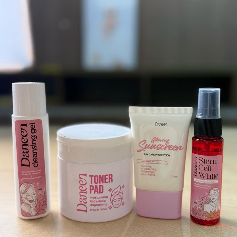 COMBO 4 IN 1 CLEANSING GEL,TONER PAD,SUNSCREEN,STEM CELL WHITENING ...