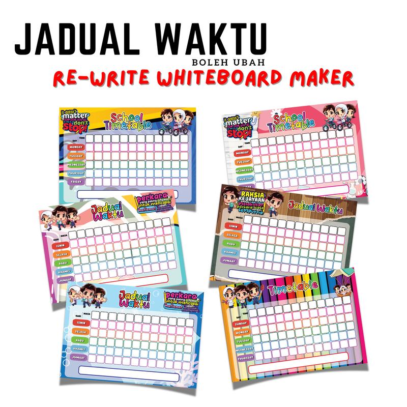 Jadual Waktu / Time Table Boleh Ubah - Whiteboard Maker - TikTok Shop ...