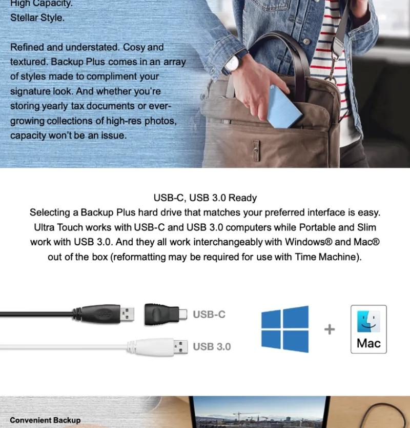 Seagate Plus Slim 1TB 2TB External Hard Drive For Mac and Windows Portable USB 3.0 External HDD ...