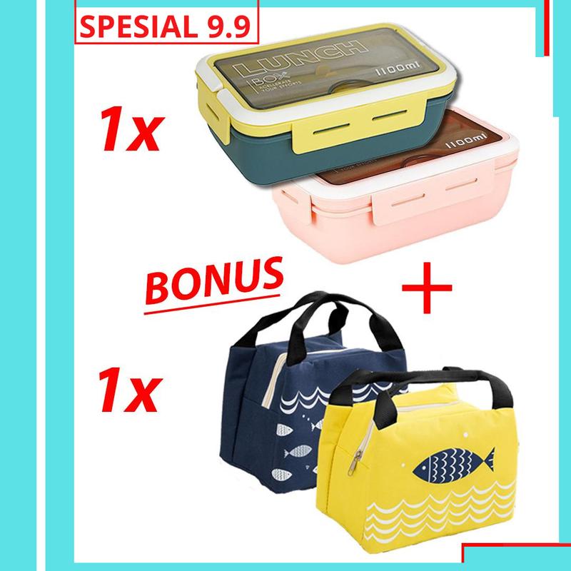 【PAKET SPESIAL】COD 1x Bundle lunchbox 1100ml dan 1x Tas thermal - Shop ...