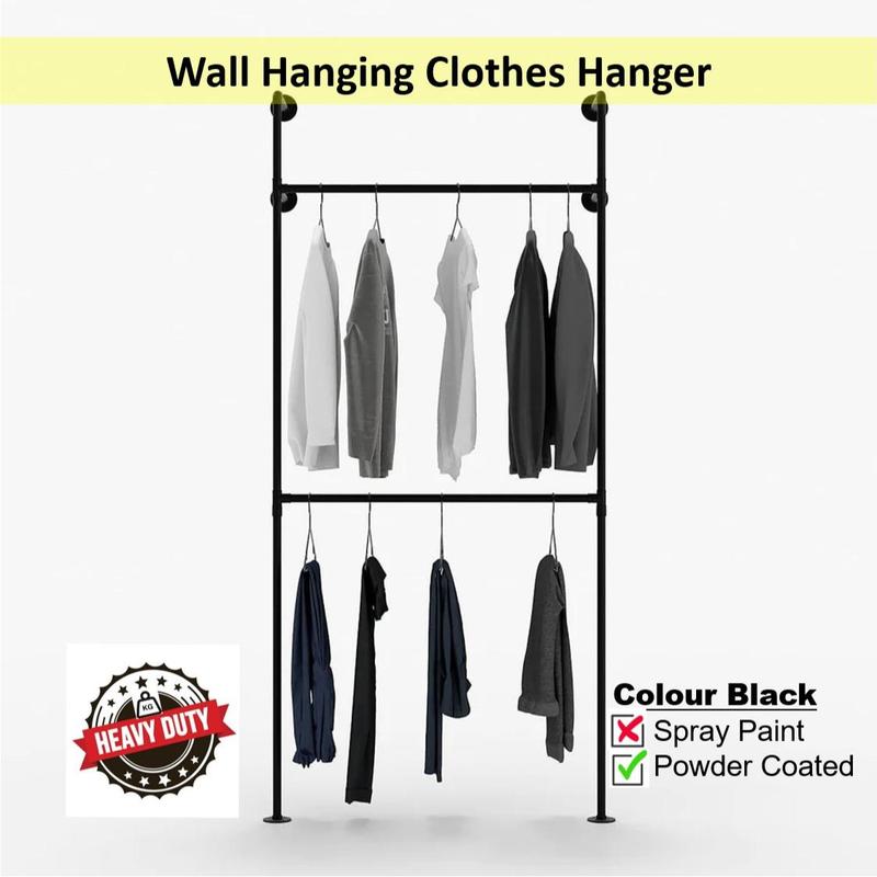 KIT I Double Heavy duty premium Clothes hanger/Rak baju besi/Ampaian ...