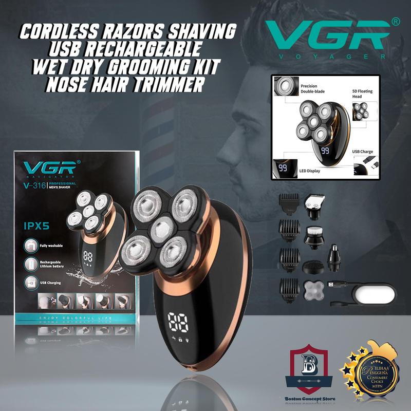 VGR V-316 Men 5 In 1 Rotary Waterproof Shaver Professional Men's ...