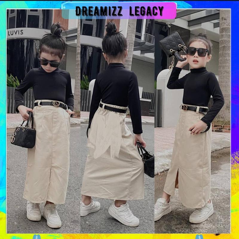 Premium Set Long Skirt + Top + Belt | 1y - 7y/8y - TikTok Shop Malaysia