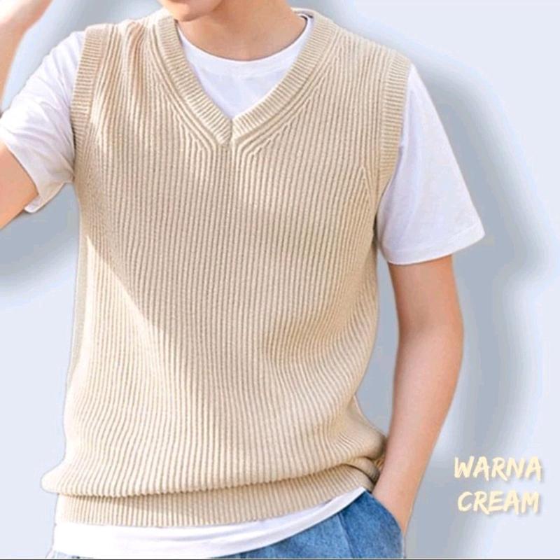 Rompi Polos Pria Gaya Korea | Vest Knit V Neck Premium Singlet - Shop ...