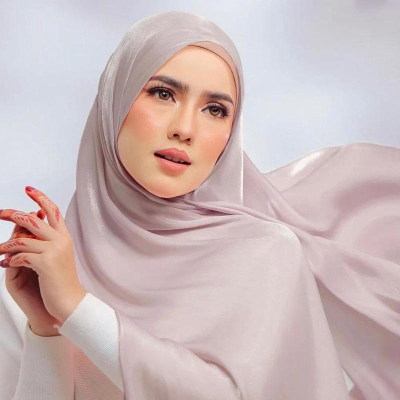 Muslim Shimmer Silk Hijab Scarf 175*75cm Head Scarf Headwrap - TikTok ...