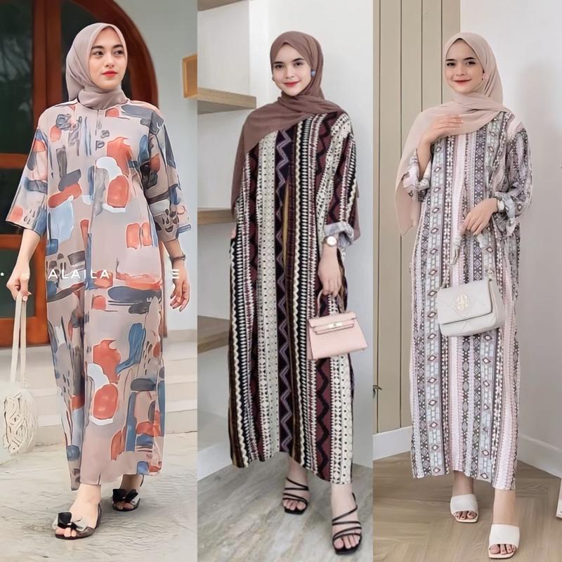 Baju Daster Gamis Rayon Warna Terang Lengan Panjang Semata Kaki - Shop ...