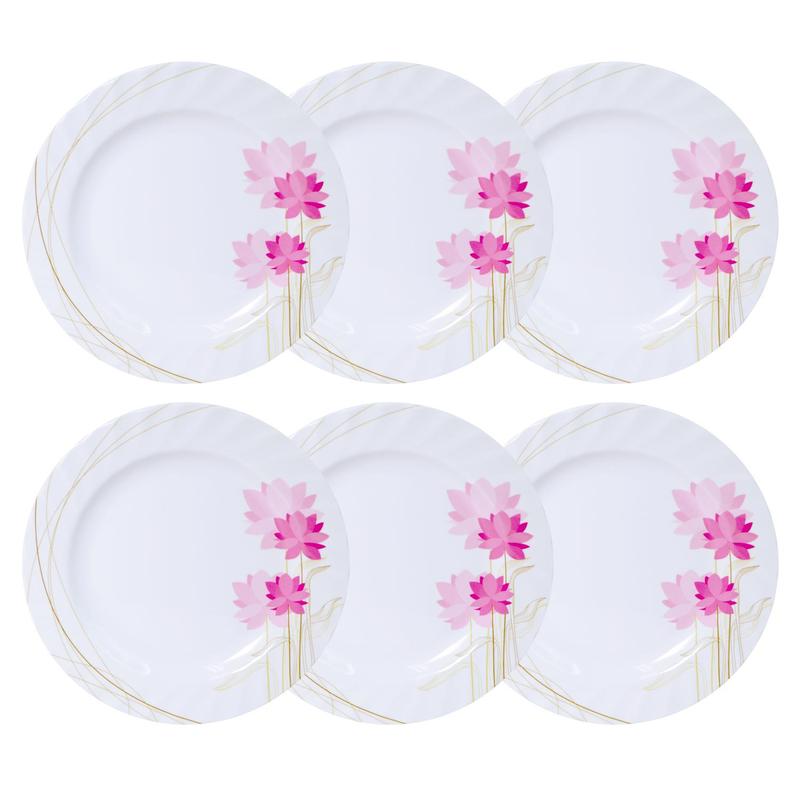 Melawares 6pc 10" Pink Flora Dinner Plate w/ Groove Set - TikTok Shop ...