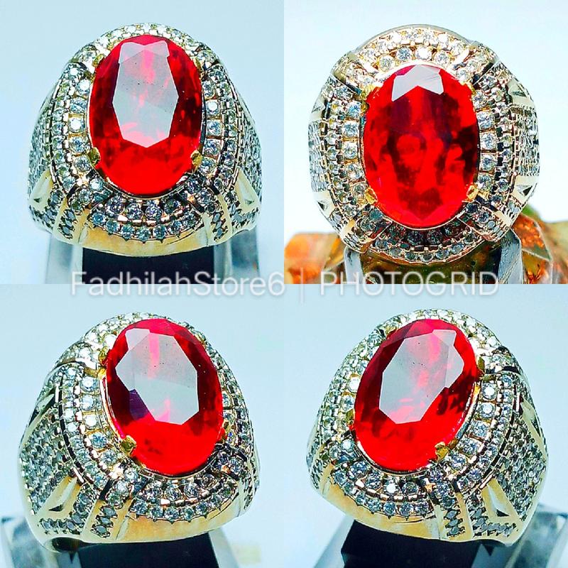 perhiasan cincin mewah permata merah ruby - Shop | Tokopedia