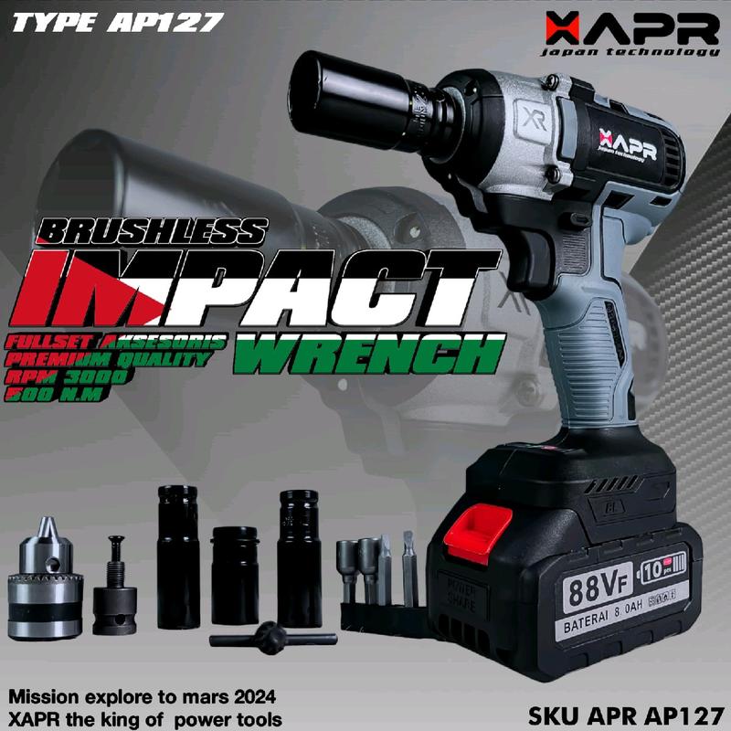 Impact Wrench Pembuka Baut AP127 500NM 1 Baterai APR JAPAN TECHNOLOGY ...