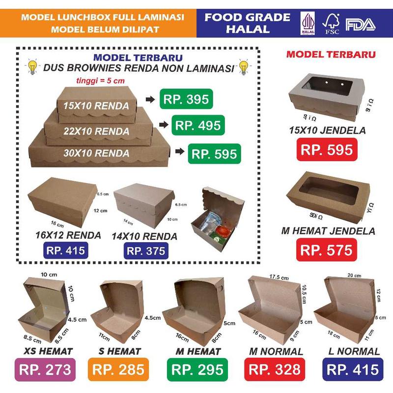 Lunch Box Paper Kotak Bungkus Nasi Food Grade Kertas Bahan Kraft - Shop ...