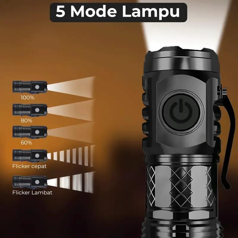 Senter Mini YT-528B LED 3 Mata / Senter Mini Anti Air Super Terang ...