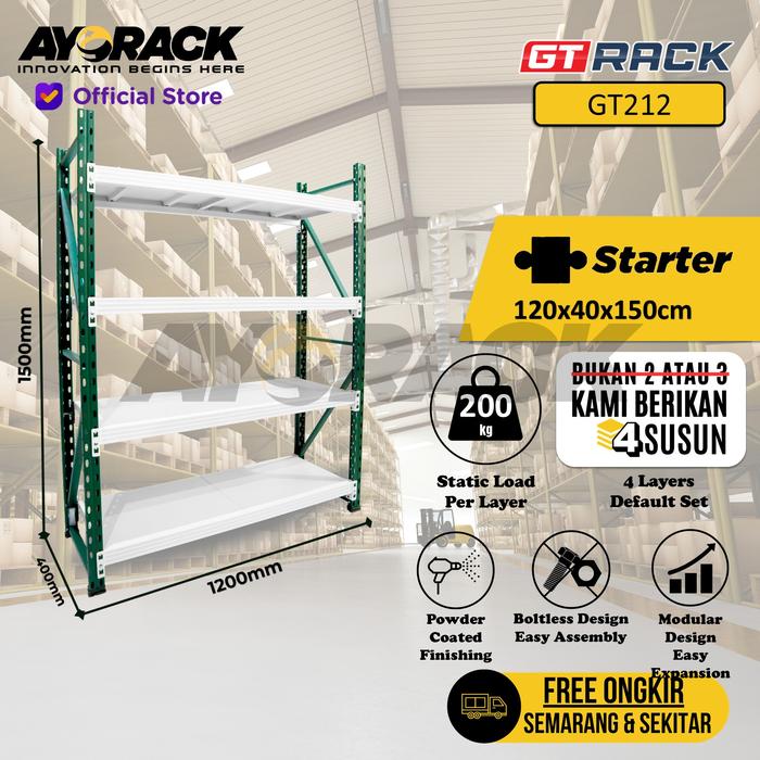 Promo RAK GUDANG BESI GT RACK GT212 – WAREHOUSE RACK 200KG TINGGI 4 ...