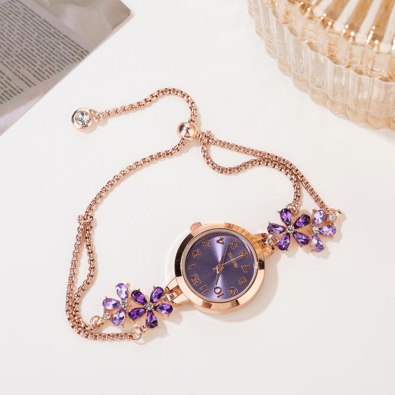 JAM TANGAN DIAMOND DESIGN FLOWER BRACELET ADJUSTABLE JAM TANGAN ...
