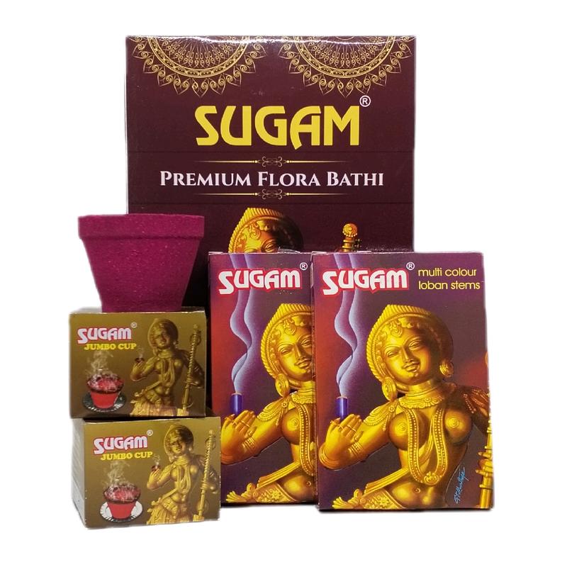 Sugam Flora Agarbathi Strong Aroma + Jumbo Sambarani 1 Hour Burn ...