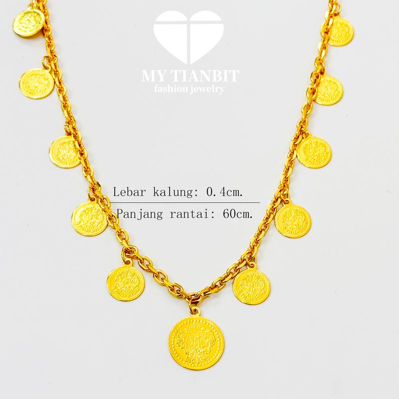 Kalung Titanium, Cincin Syiling Bersalut Emas, Untuk Wanita, - TikTok ...