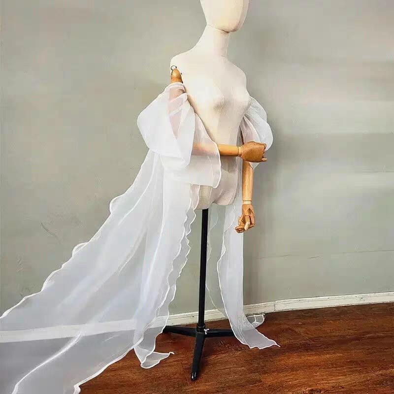 Bridal Sleeve Organza Detachable Fluffy Long Tail Women's Wedding ...