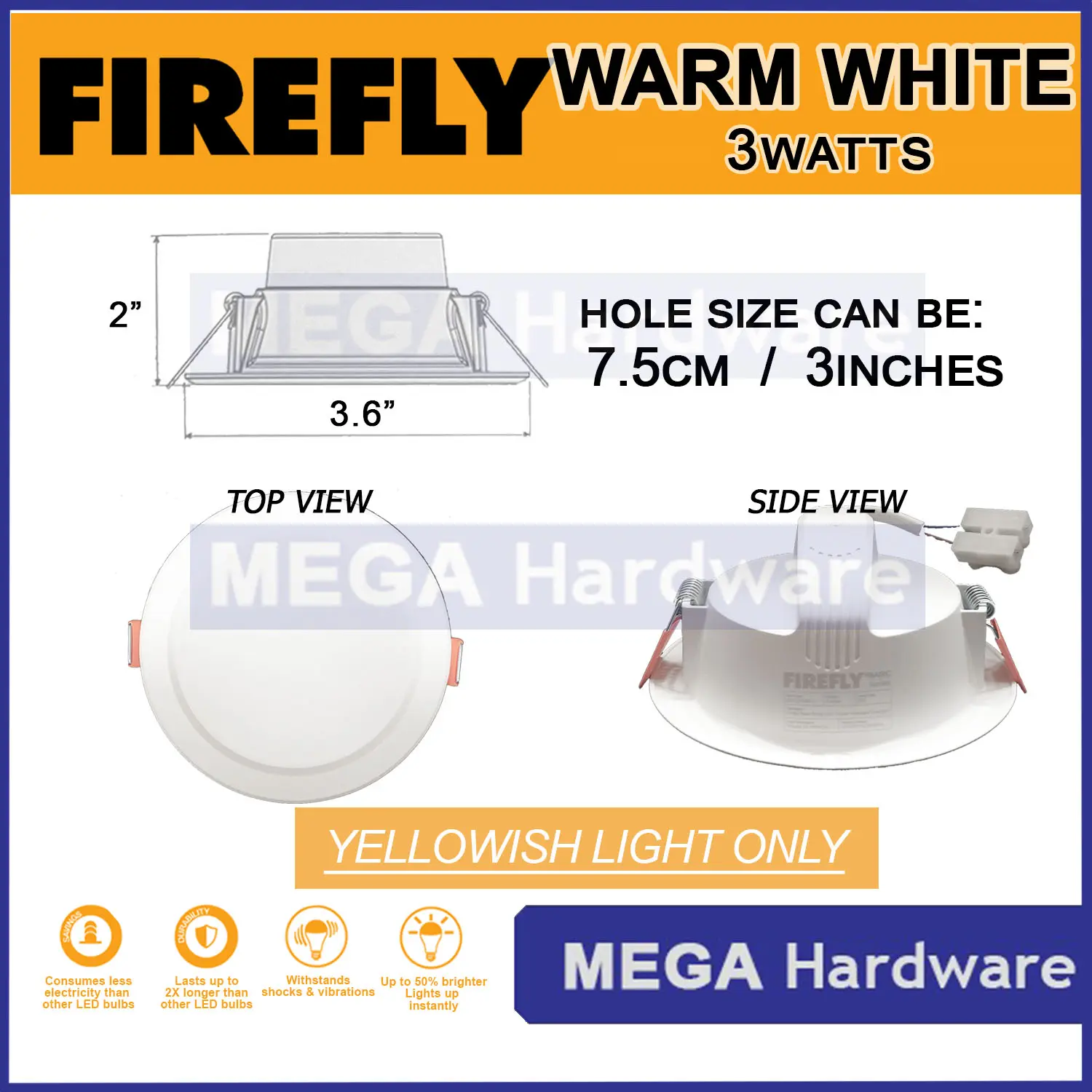 Firefly LED Integrated Downlight 3W 5W 6W 9W 12W 15W Watts (3Color) or ...