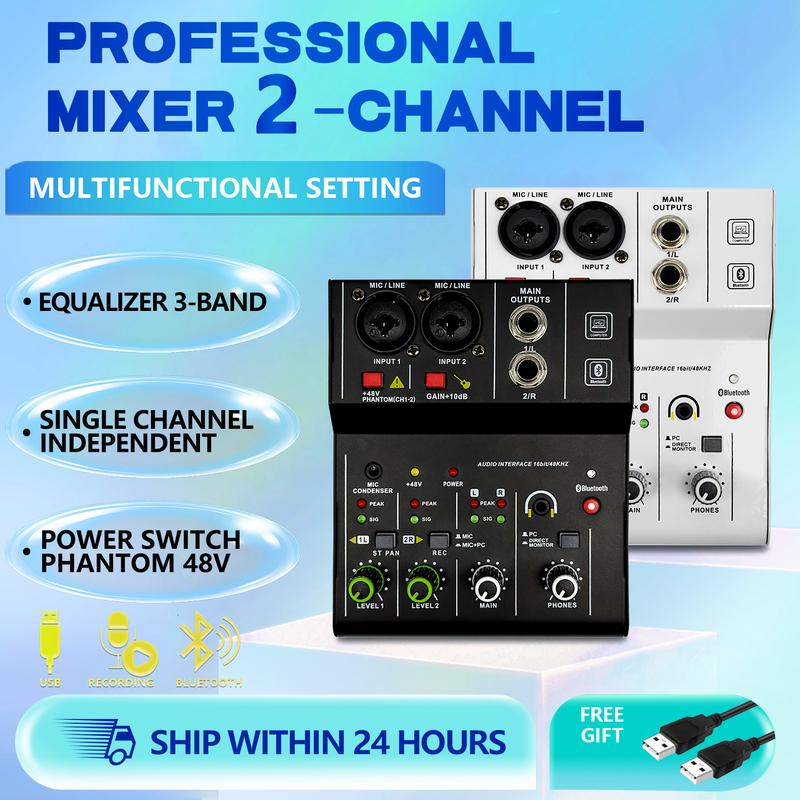 2 channel USB audio mixer asli dengan Bluetooth USB untuk kesan ...