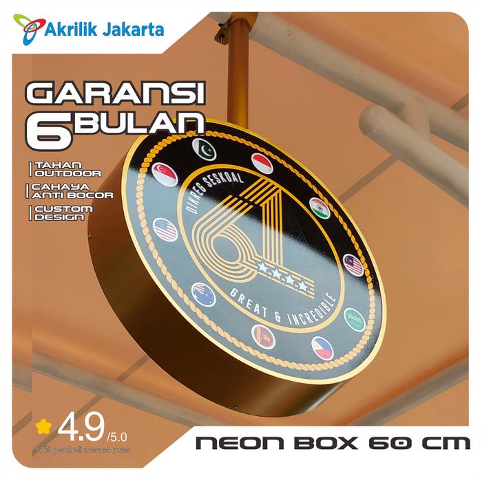Jual Neon box LED | Neon Sign plat galvanis anti karat bulat 65cm - 2 ...