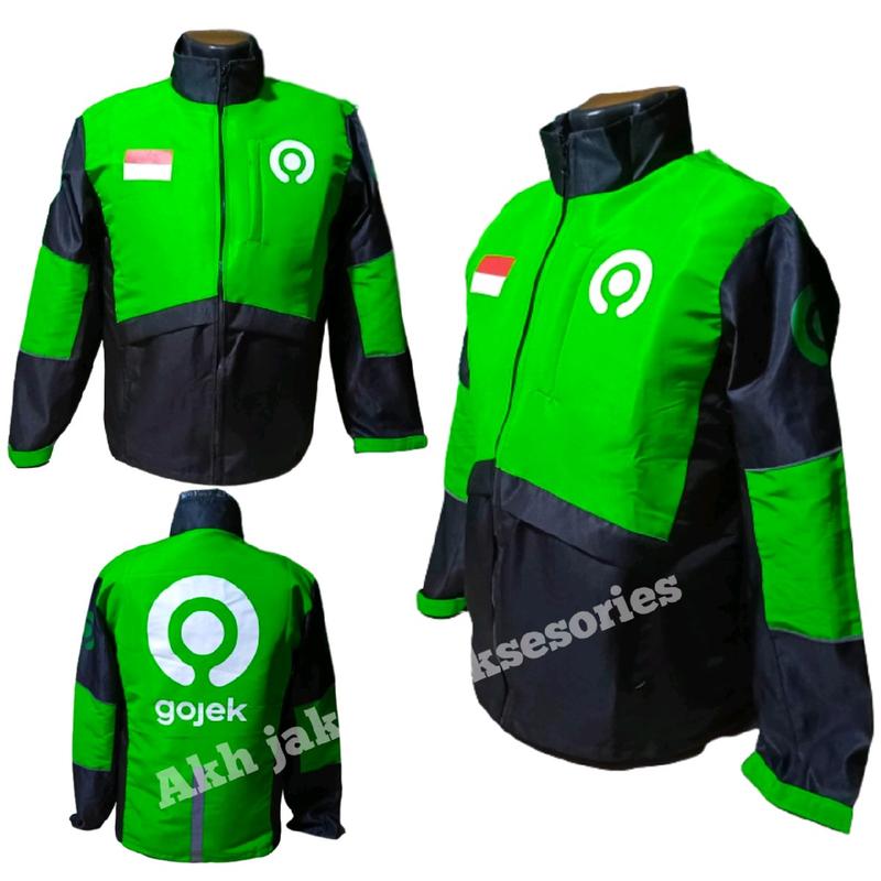 JAKET GOJEK GARUDA MURAH BERKWALITAS Bordir Logo Hitam Tebal Waterproof ...