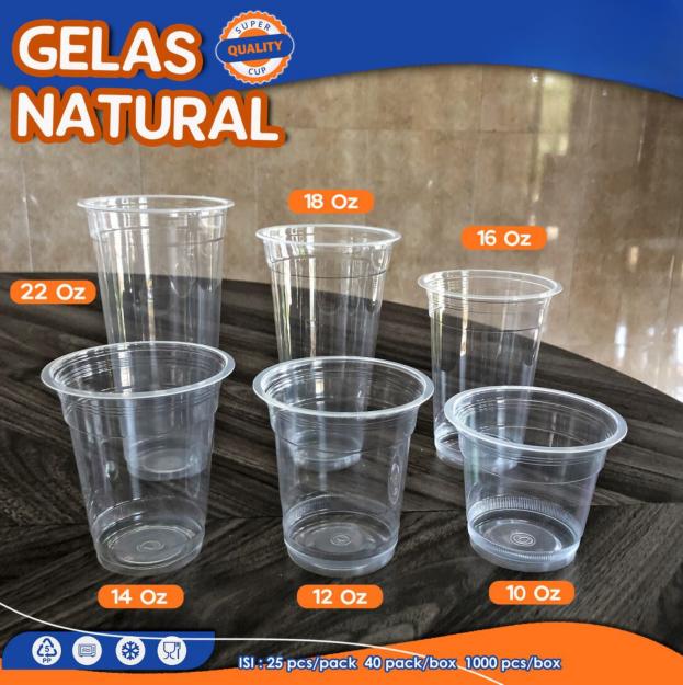 Promo Gelas Cup Plastik Natural Size 10oz-22oz Isi 50pcs Kualitas Super ...