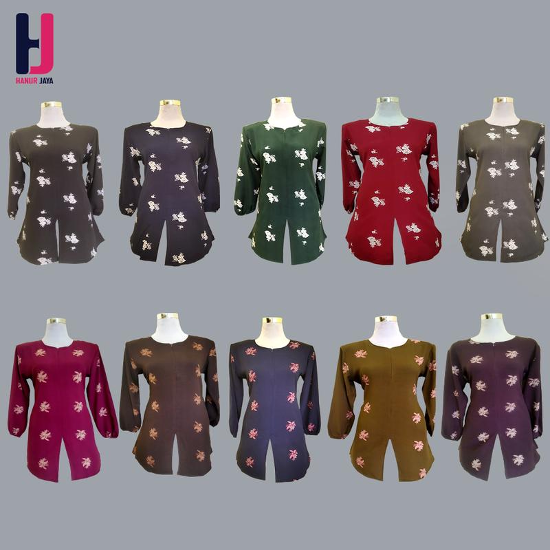 HJ baju blouse muslimah dengan reka bentuk Cetakan bunga Clothing ...