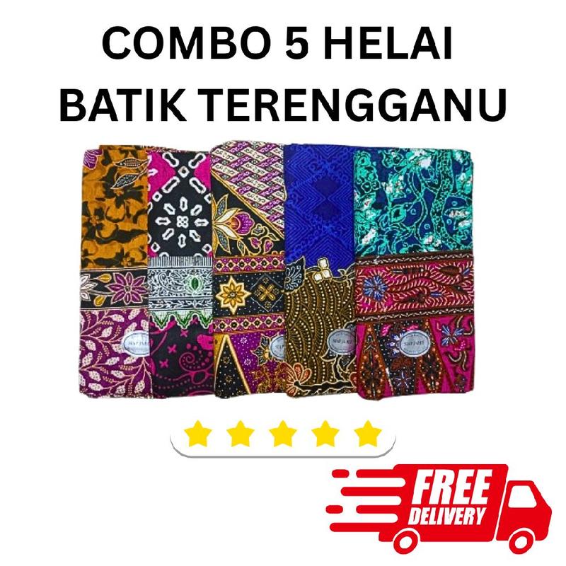 KAIN BATIK TERENGGANU COTTON ORIGINAL COMBO 5 HELAI SIAP JAHIT - TikTok ...