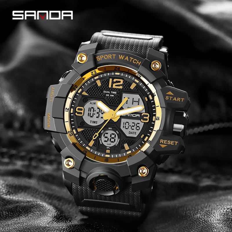 Jam Tangan Lelaki, SANDA Klasik 6030, Jam Tangan Dwi Paparan - TikTok ...