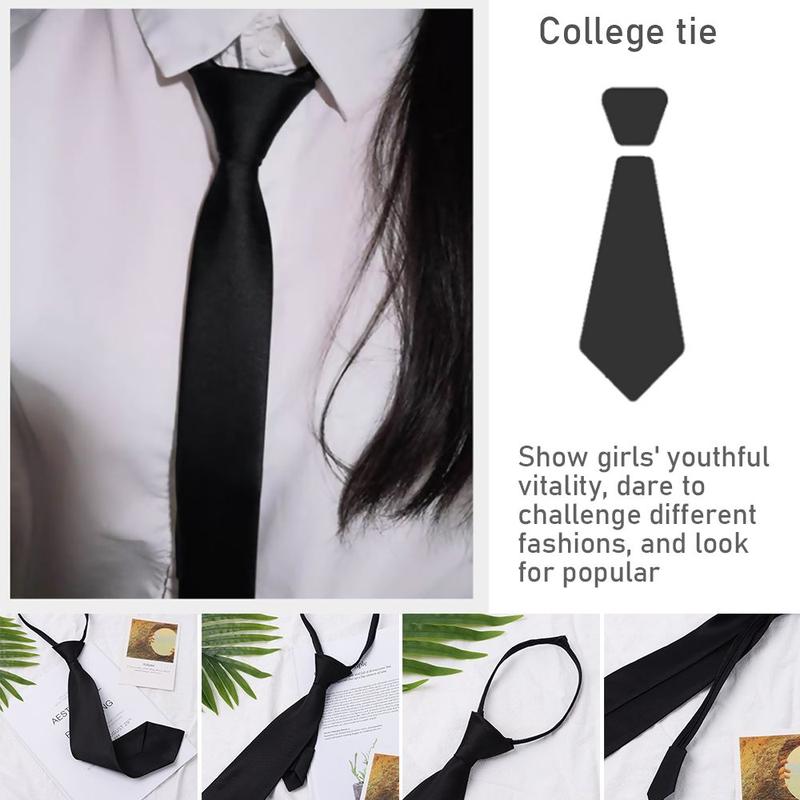Smooth Black Clip On Tie Narrow Neck Ties Necktie - TikTok Shop Singapore