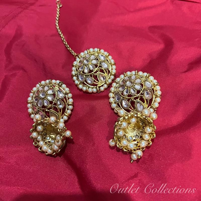 INDIAN PEARL TIKKA & EARING SET - TikTok Shop Malaysia