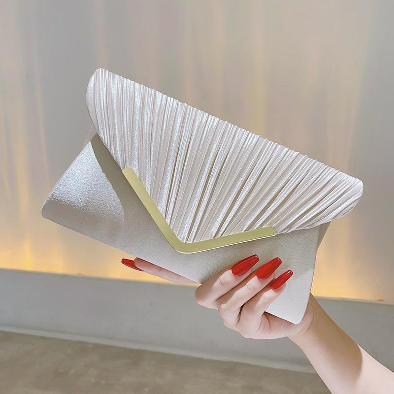 Satin Pleated Envelope Clutch Elegant Evening Bag Luxury Bridal ...