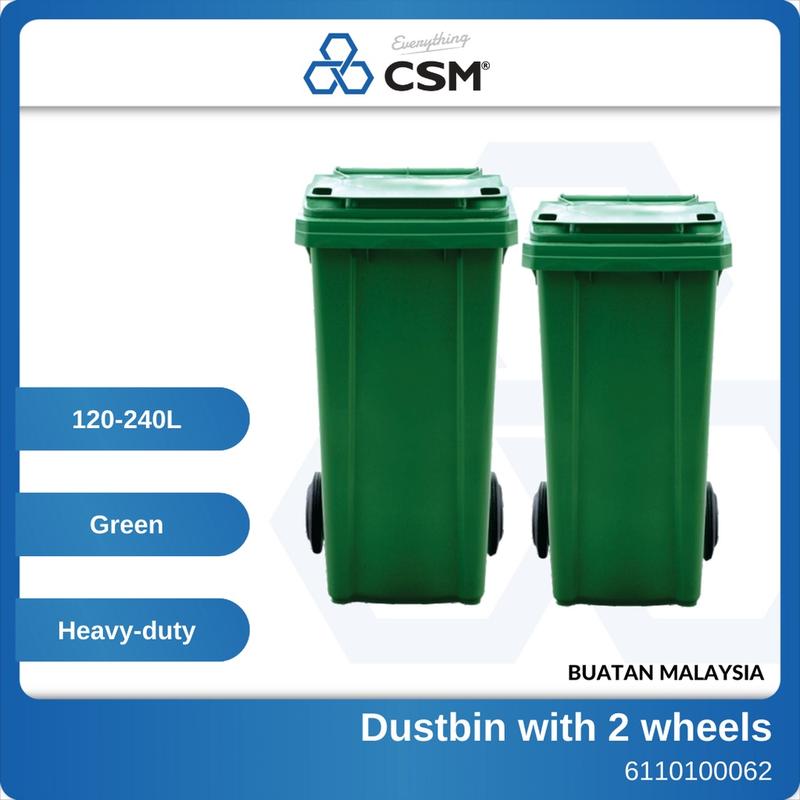 CSM Green Garbage Bin Mobile Dustbin 2 Wheels 4 Wheels 120L 240L ...