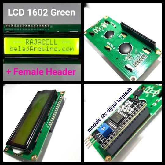 LCD 1602 Hijau 16x2 + Female Header Tersolder untuk project Arduino ...