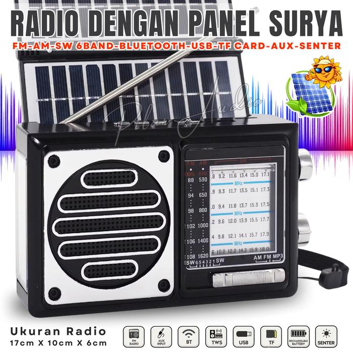 Jual Radio Bluetooth Solar Panel /FM/AM/SW 6 Band Radio Jadul Plus ...