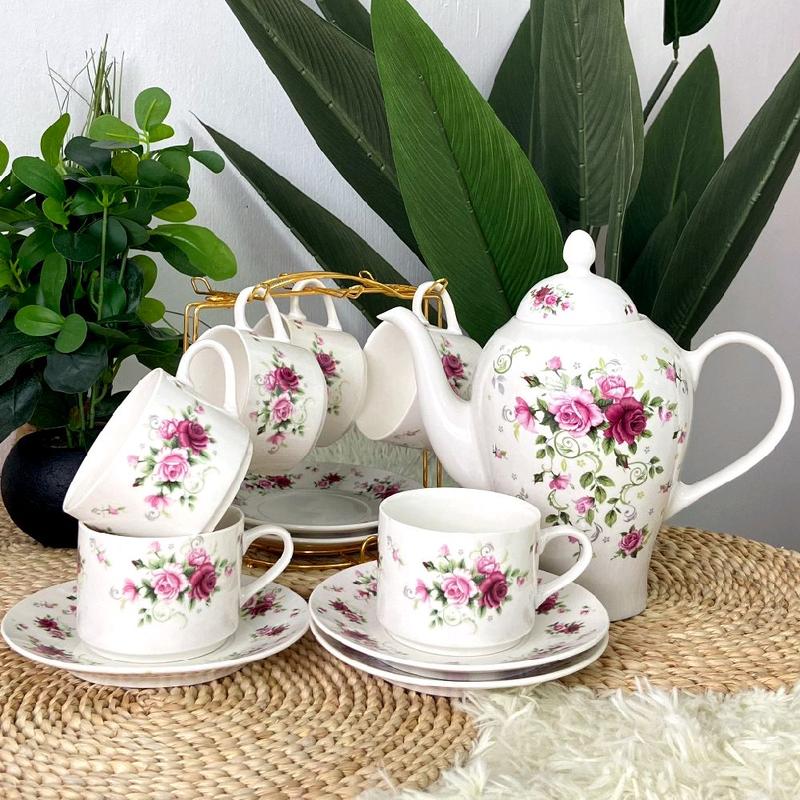 LELONGG Tea Pot Cup and Saucer 6pcs / Cawan English Style 6pcs - TikTok ...
