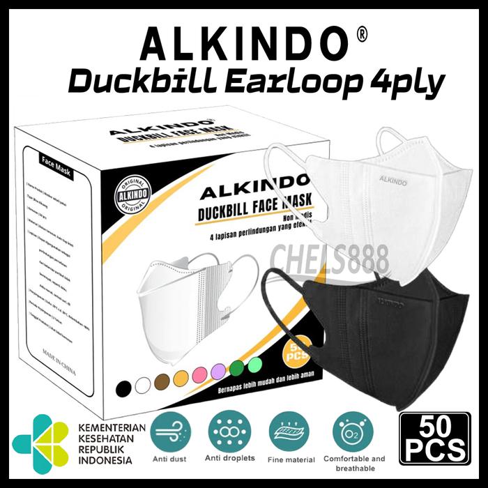 Promo Masker Duckbill ALKINDO Earloop 4ply isi 50 pcs - Db Alkindo 4p ...