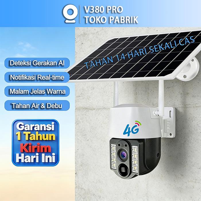 Promo V380 Pro 4G WIFI Kamera CCTV Luar Ruangan 6MP HD Tenaga Surya ...